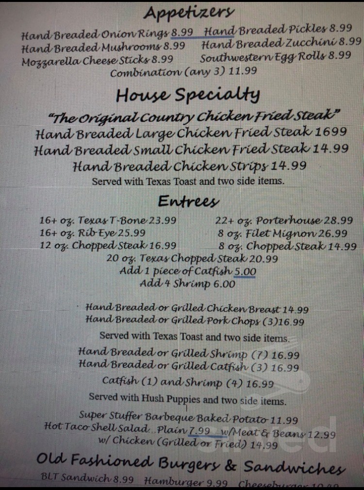 Rockett Cafe & Club menu in Waxahachie, Texas, USA