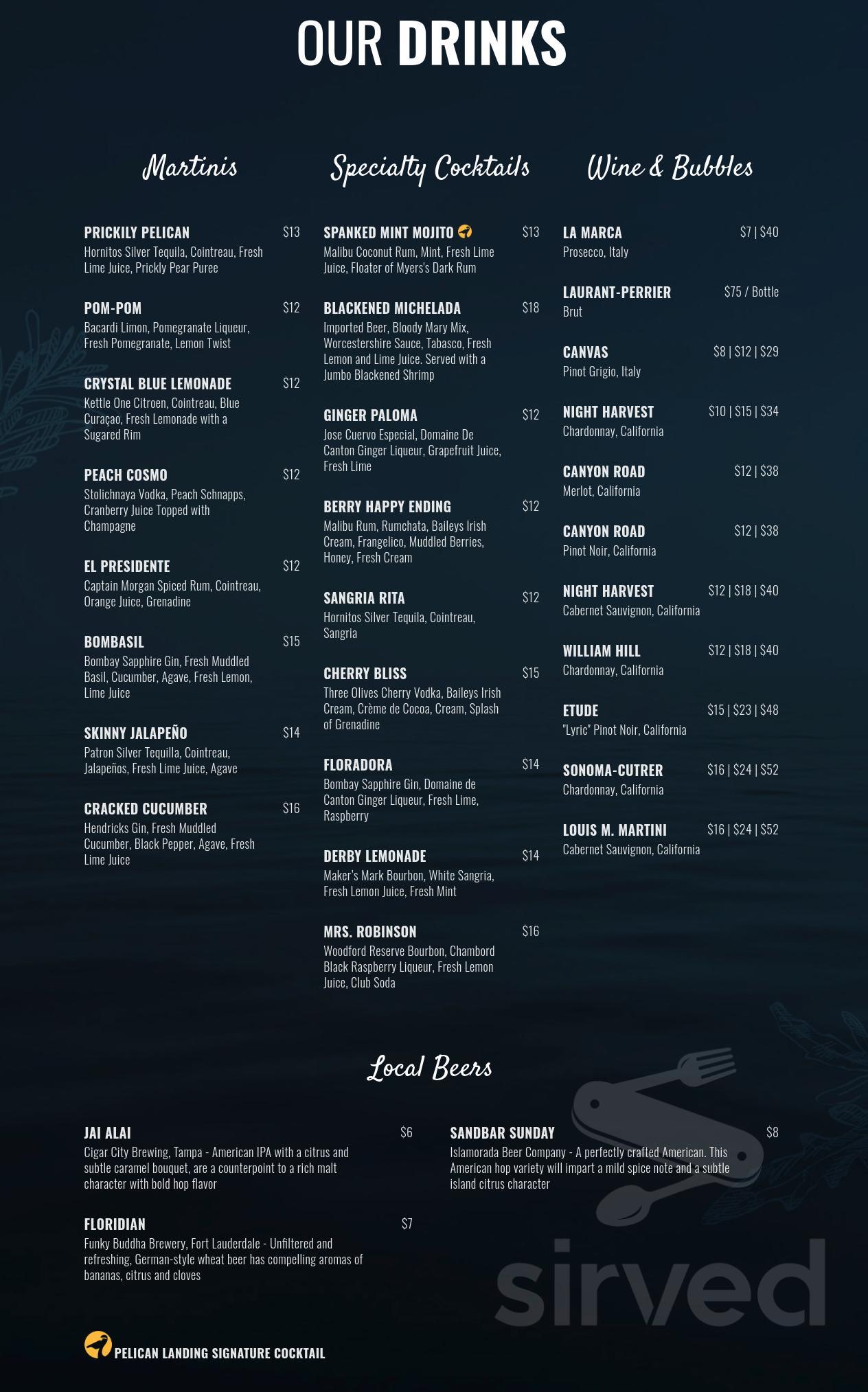 Pelican Landing menus in Fort Lauderdale, Florida, United States