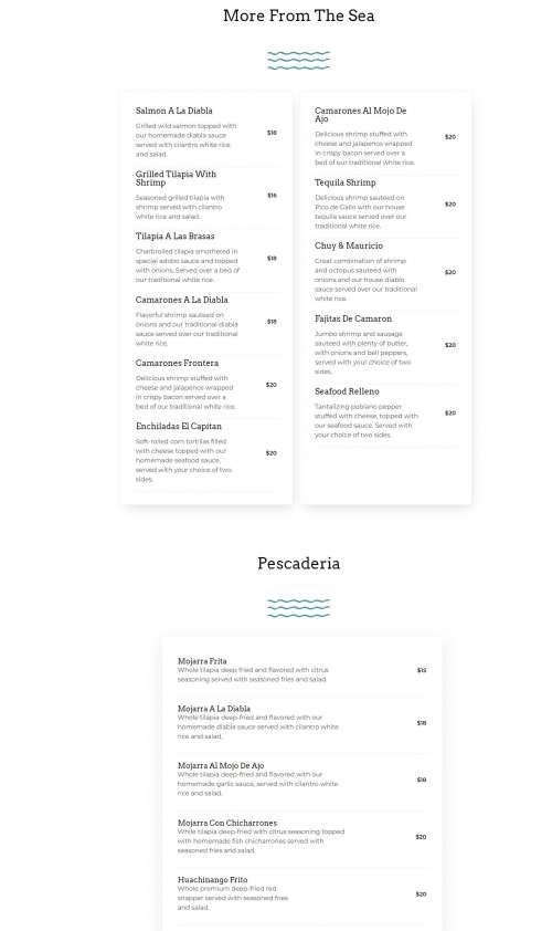 Mariscos 7 Mares menu in Jacksonville, Texas, USA