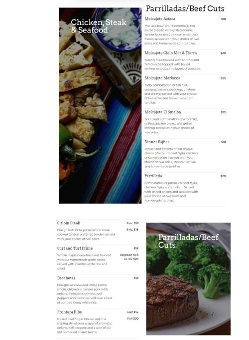 Mariscos 7 Mares menu in Jacksonville, Texas, USA