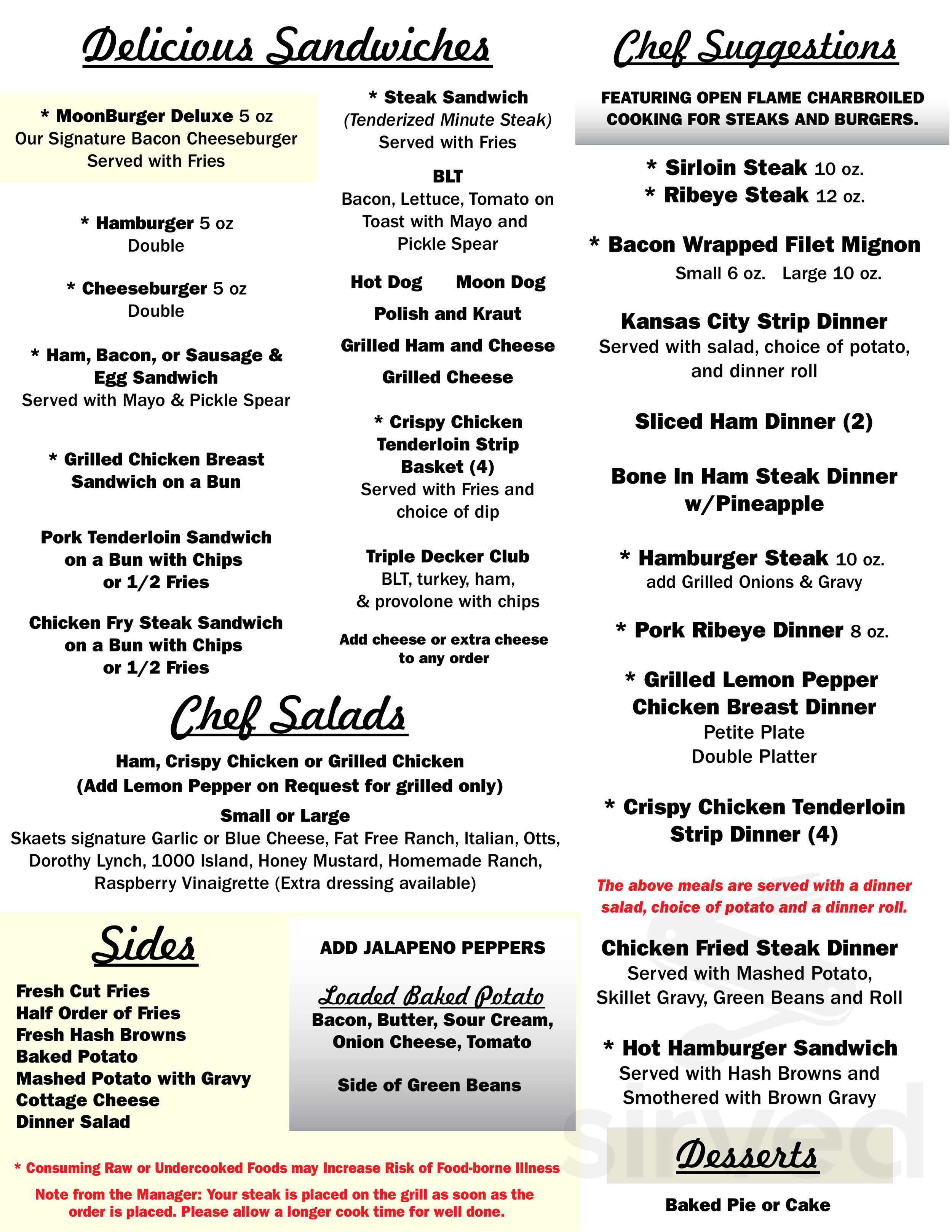 Skaets Steak Shop menu in Hutchinson, Kansas, USA