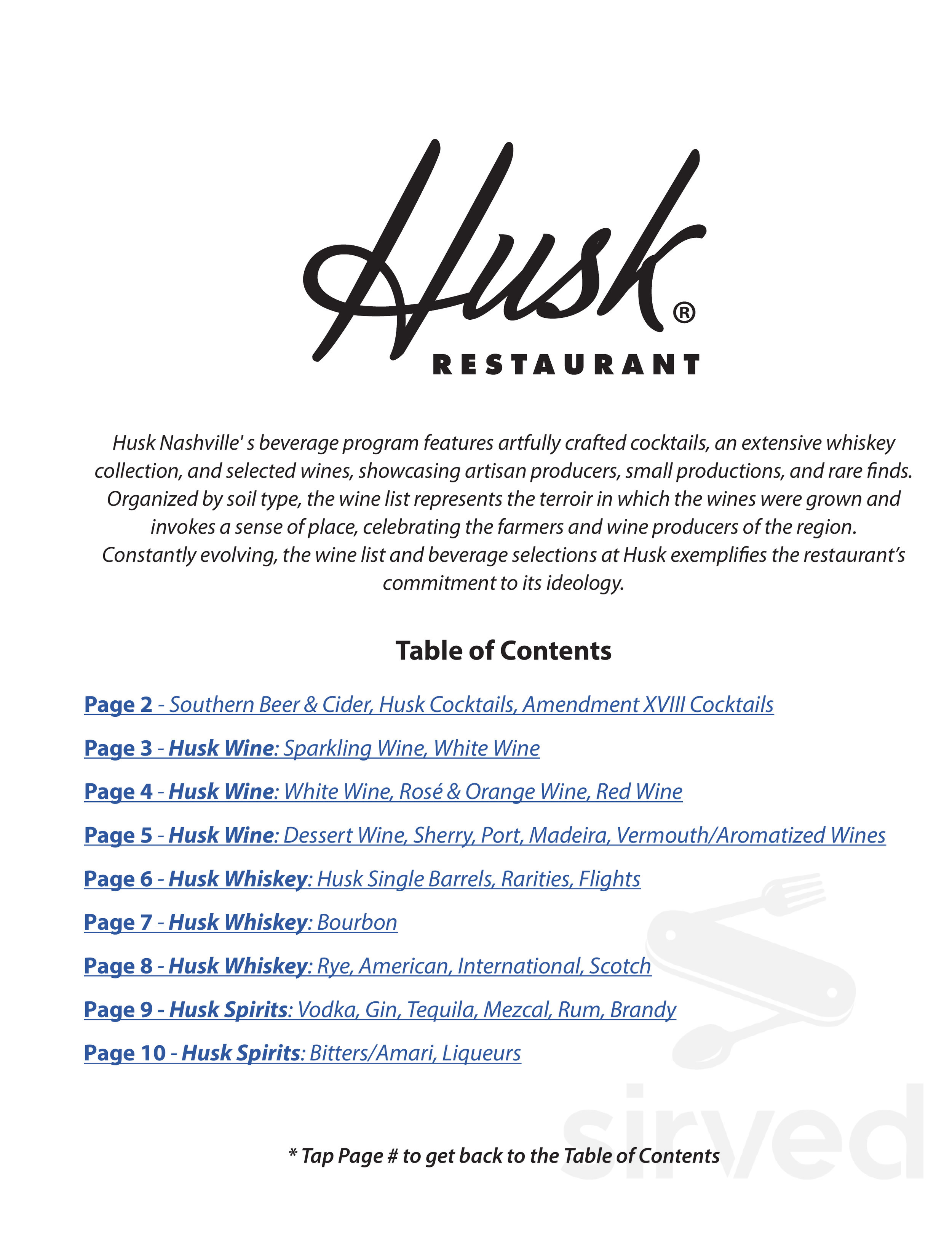 Husk menus in Nashville, Tennessee, United States