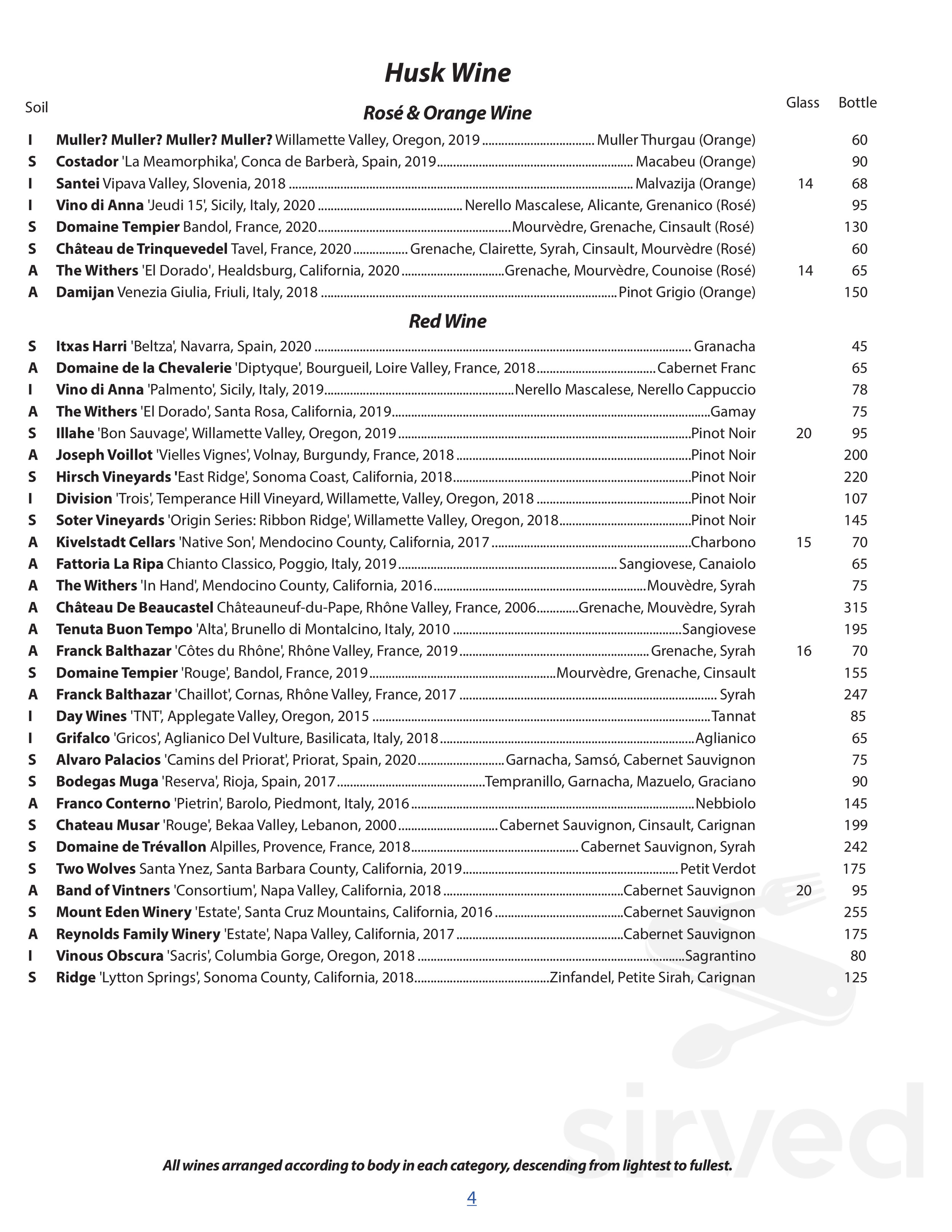 Husk menus in Nashville, Tennessee, United States