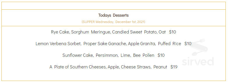 Husk menus in Nashville, Tennessee, United States