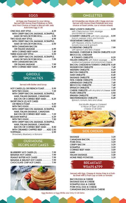 Wilmington Diner menu in Wilmington, Delaware, USA