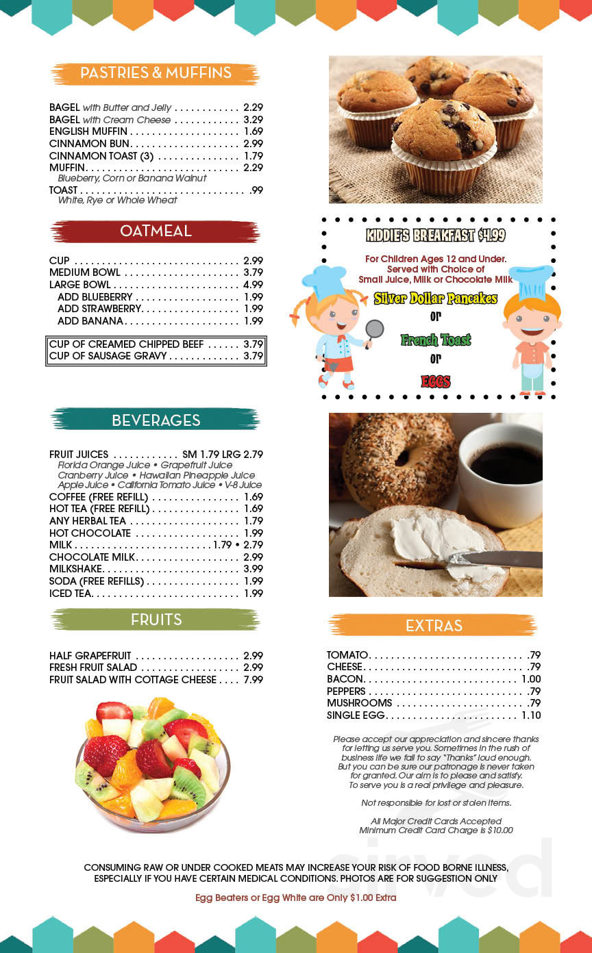 Wilmington Diner menu in Wilmington, Delaware, USA