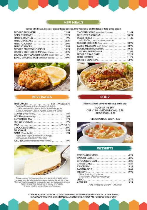 Wilmington Diner menu in Wilmington, Delaware, USA