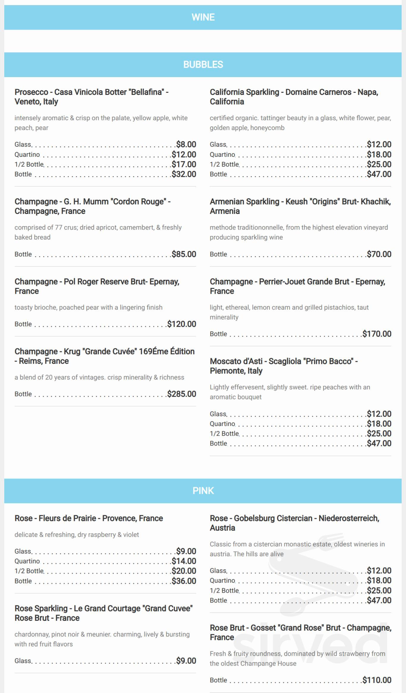 Urban Grub menu in Nashville, Tennessee, USA