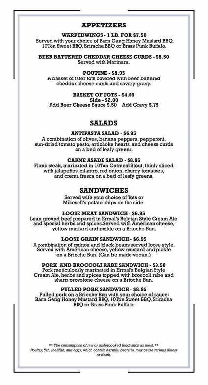 Spent Grain Grill menu in Dayton, Ohio, USA