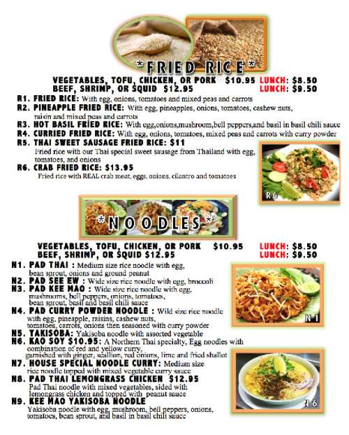 Mee Dee Thai Cuisine menu in Portland, Oregon, USA