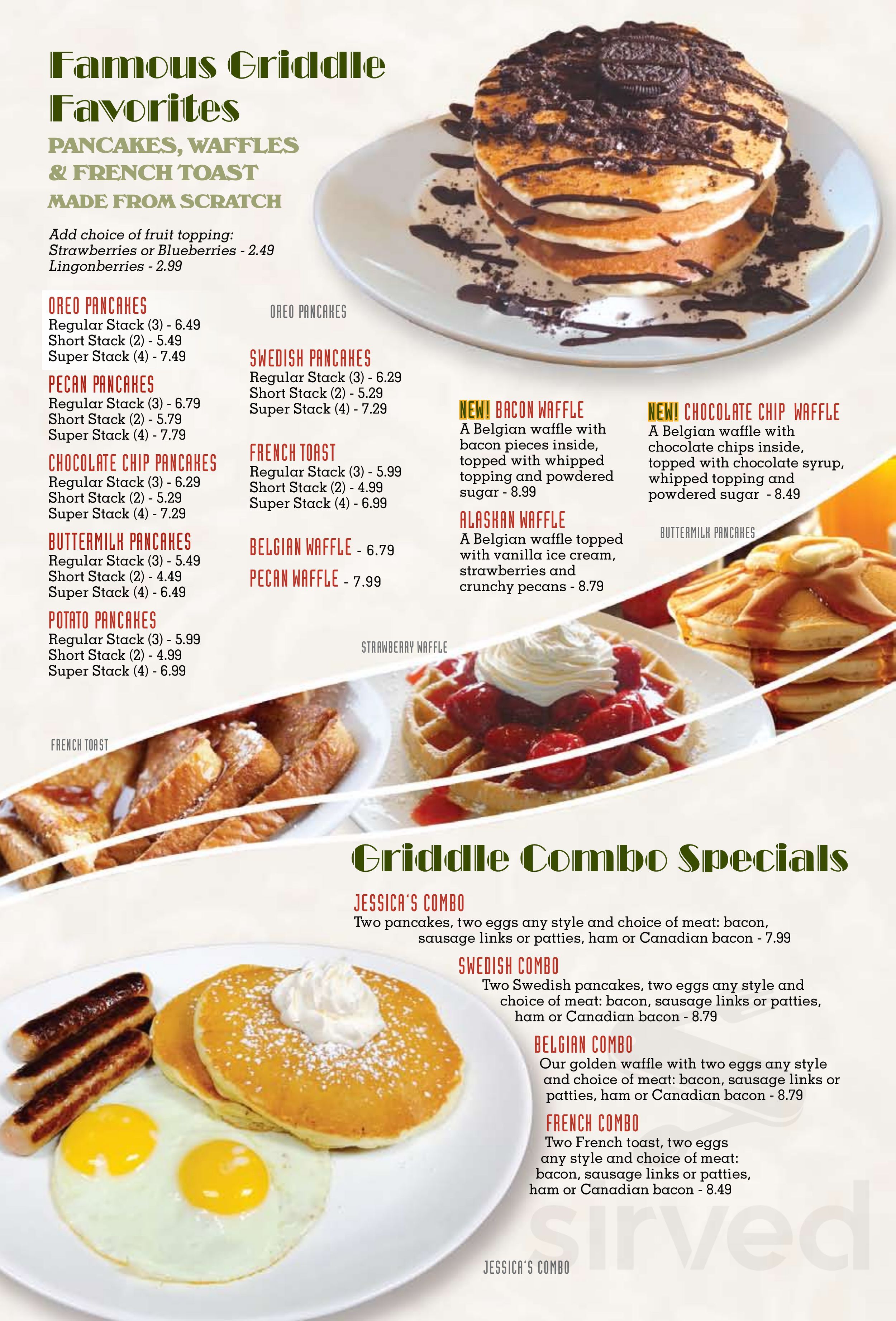 Jessica's Restaurant menu in Roscoe, Illinois, USA