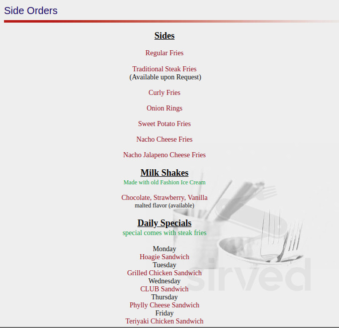 Alameda Grill menu in Alameda, California, USA