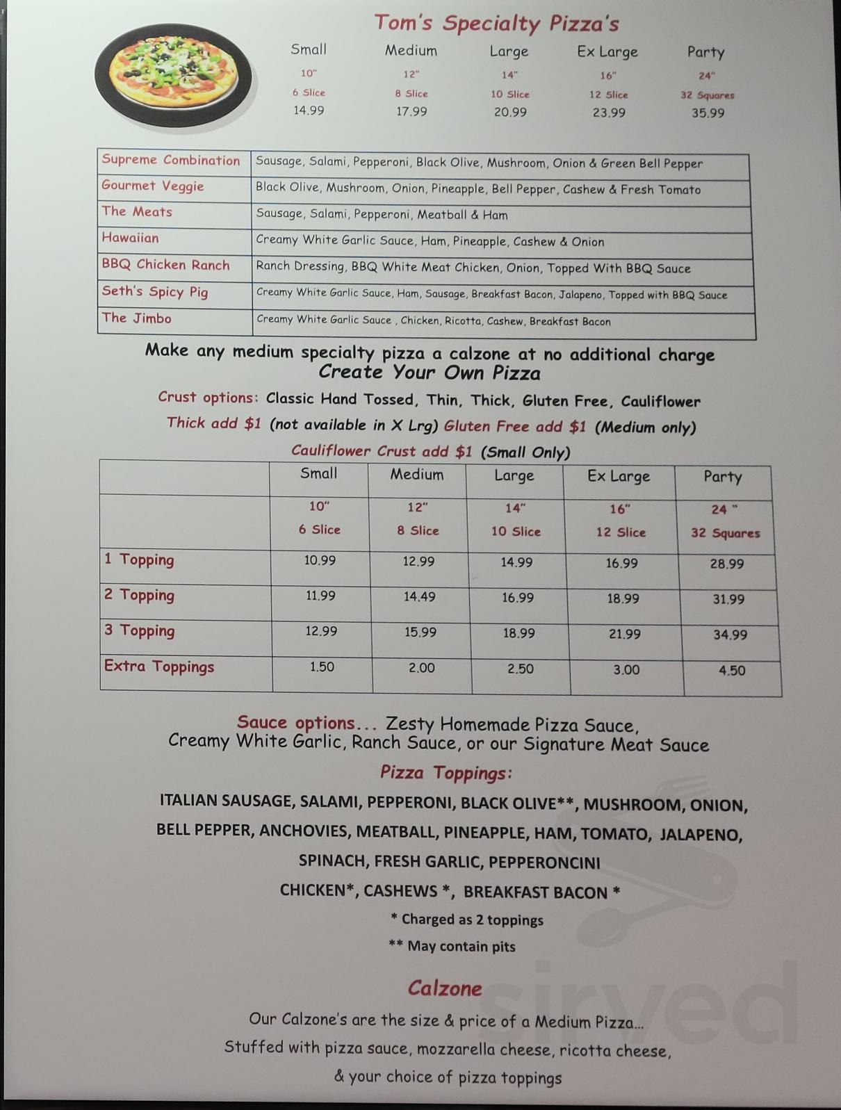 Grumpy Toms Pizzeria - San Jacinto menu in San Jacinto, California, USA