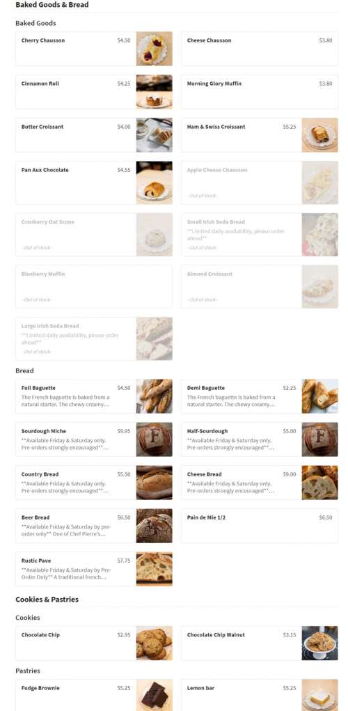 Toni Patisserie & Cafe menu in Hinsdale, Illinois, USA