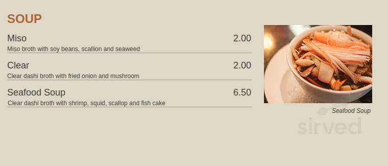 Volcano Sushi Bar & Hibachi menu in Norman, Oklahoma, USA