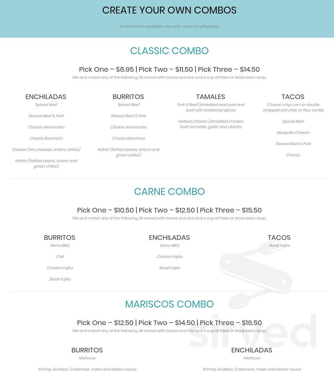 Menu - Fort Wayne IN's el Azteca Mexican Restaurant & Tequila Bar | Sirved