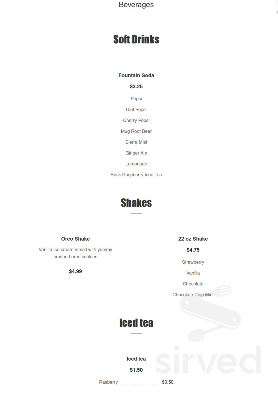 Liberty Bell Diner menu in Philadelphia, Pennsylvania, USA