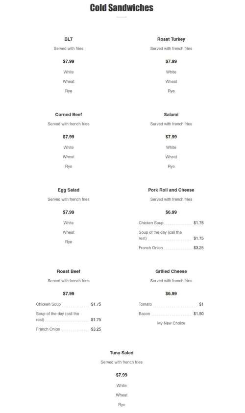 Liberty Bell Diner menu in Philadelphia, Pennsylvania, USA