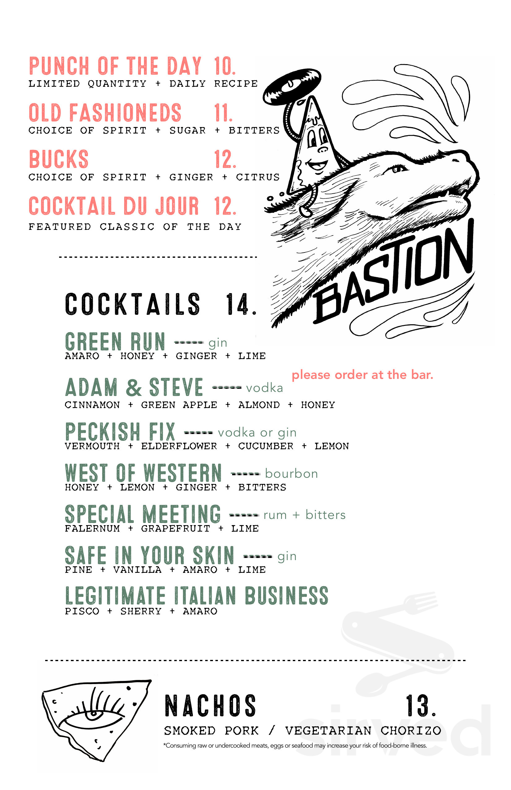 Bastion menus in Nashville, Tennessee, United States