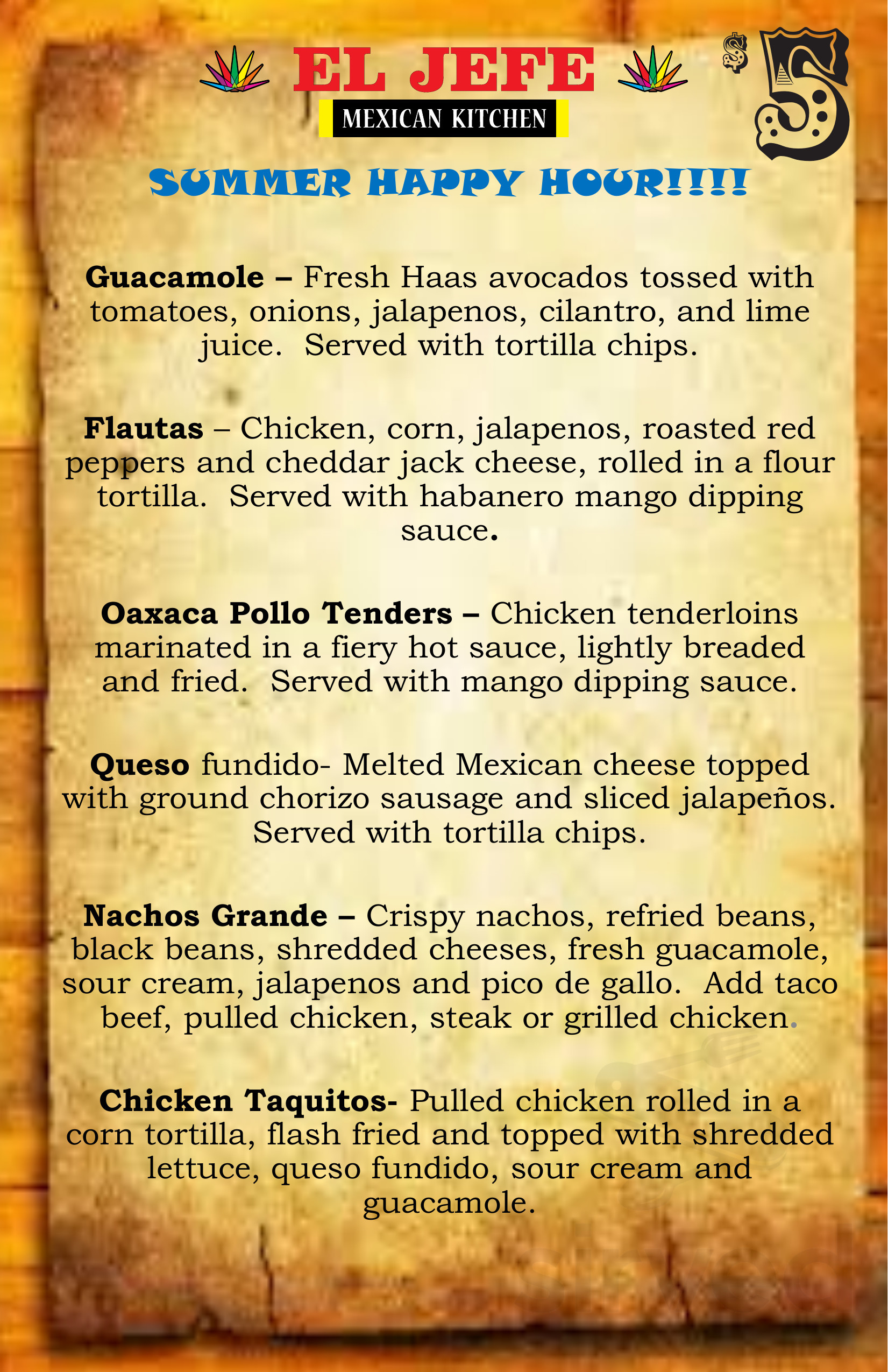El Jefe Mexican Kitchen & Tequila Bar menu in Stevensville, Maryland, USA
