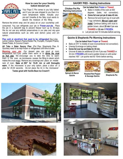 Papa C Pies Bakery menu in Brentwood, Tennessee, USA