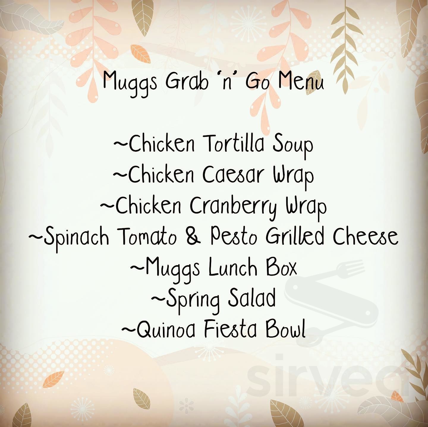 Muggs Coffee Bar & Clay Room menu in Strathroy, Ontario, Canada