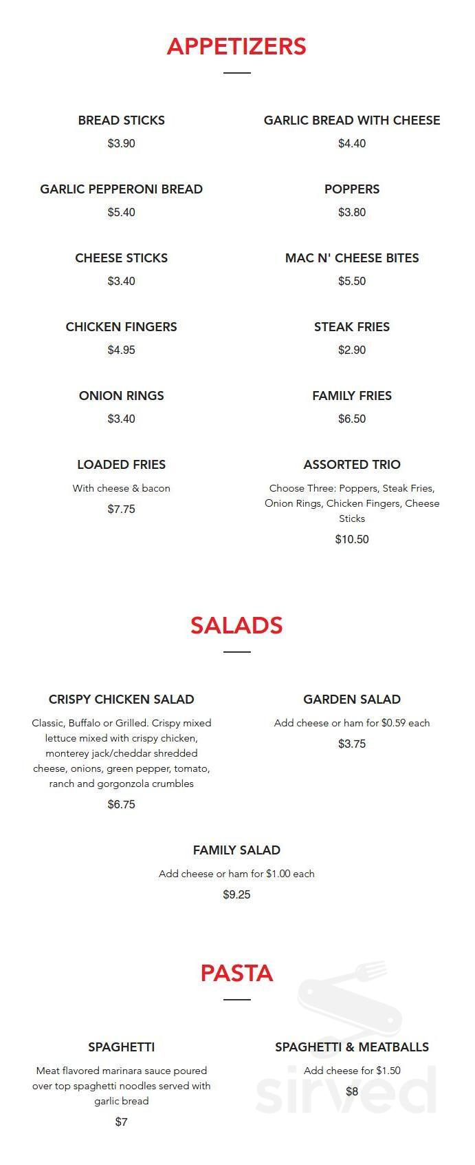 Menu for Art's Pizza in Anderson, IN | Sirved