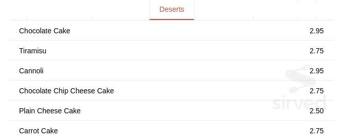 DeRango's Pizzeria menu in South Milwaukee, Wisconsin, USA