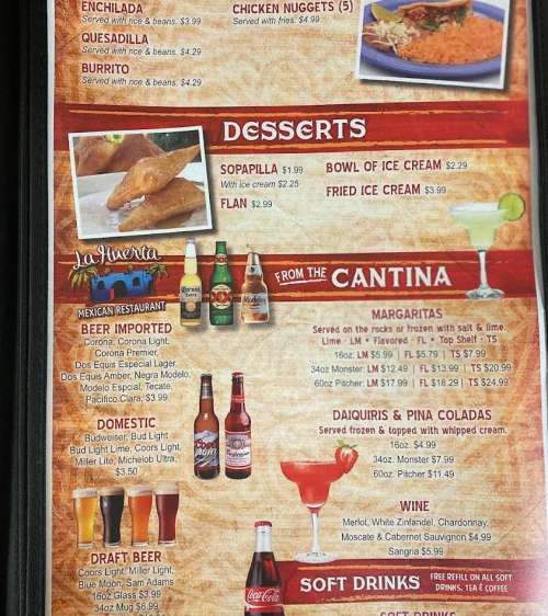 La Huerta menu in Poteau, Oklahoma, USA