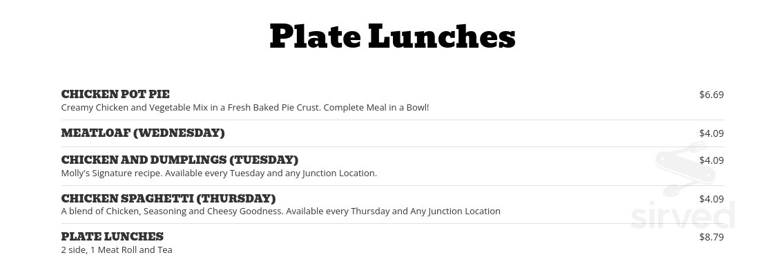Junction Deli menu in Philadelphia, Mississippi, USA