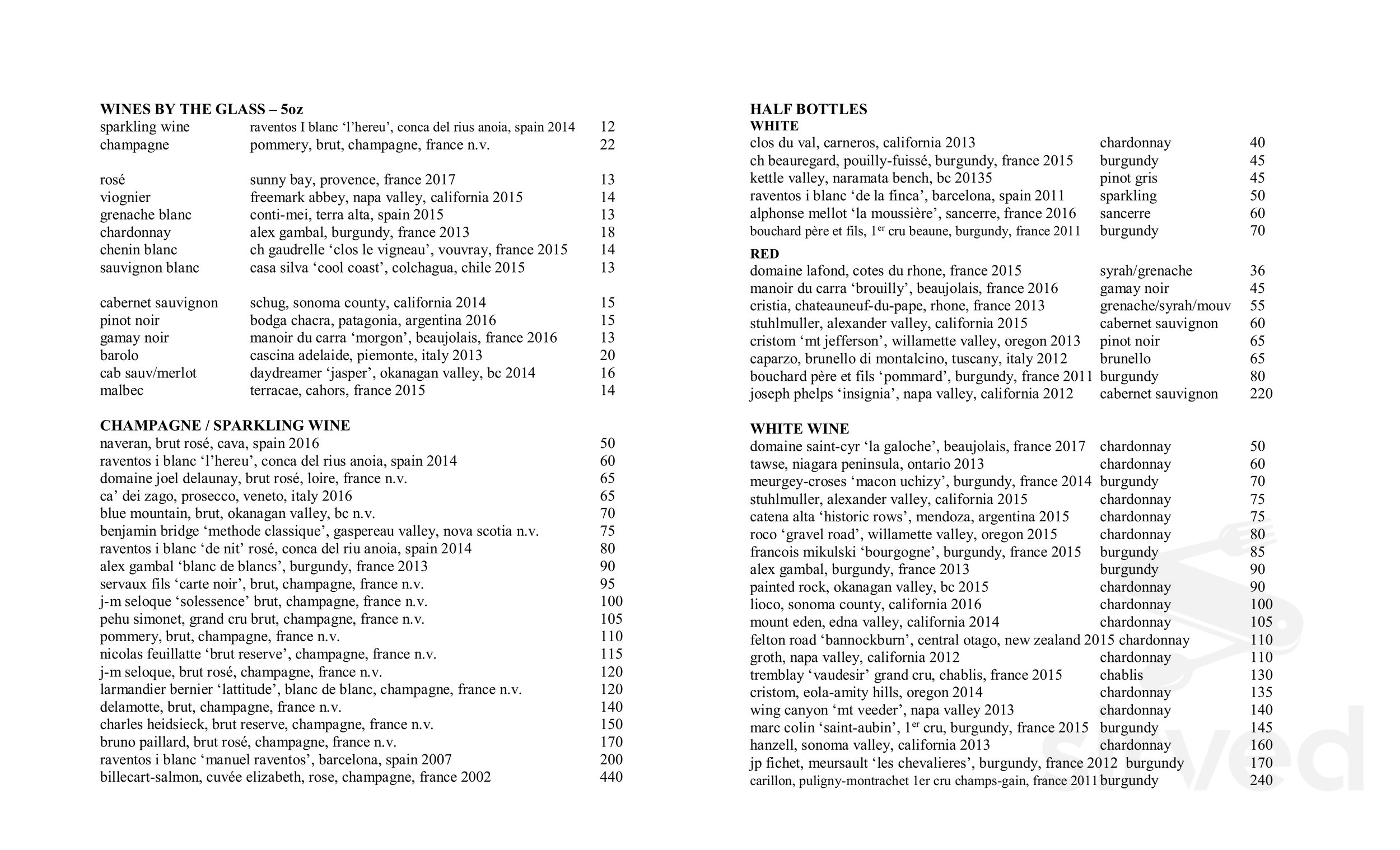 Annabelle's Kitchen Downtown menu in Calgary, Alberta, Canada