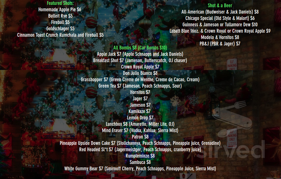 Elf'd Up menu in Chicago, Illinois, USA