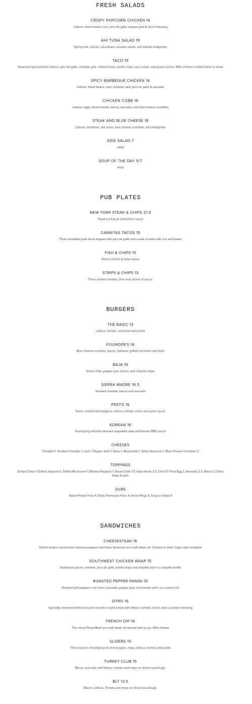 Hopyard menu in Pleasanton, California, USA