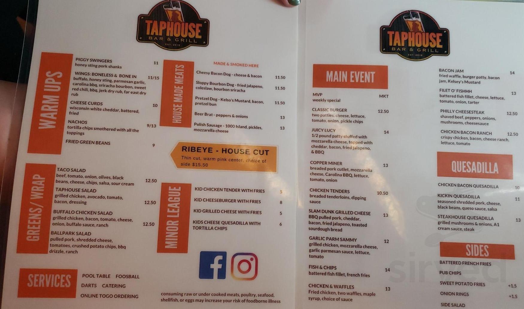 TapHouse Bar & Grill menu in Sidney, Montana, USA