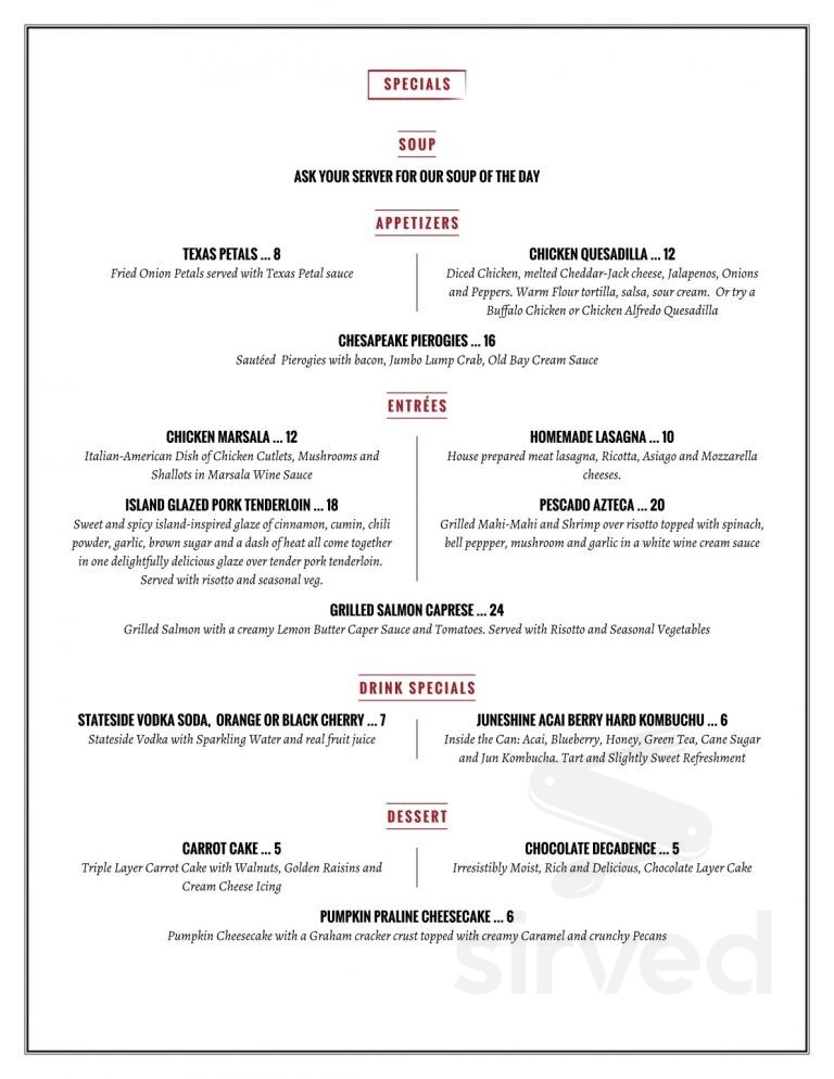 The Shanty on 19th menu in Allentown, Pennsylvania, USA