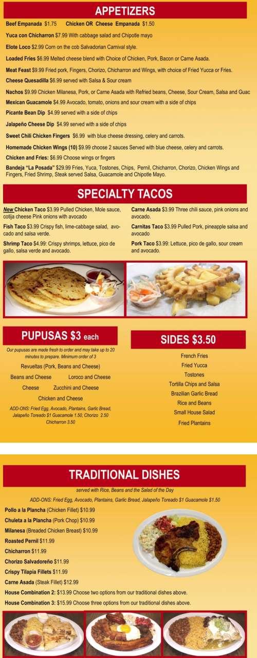 La Posada Restaurant & Tequila Bar menu in Somerville, Massachusetts, USA