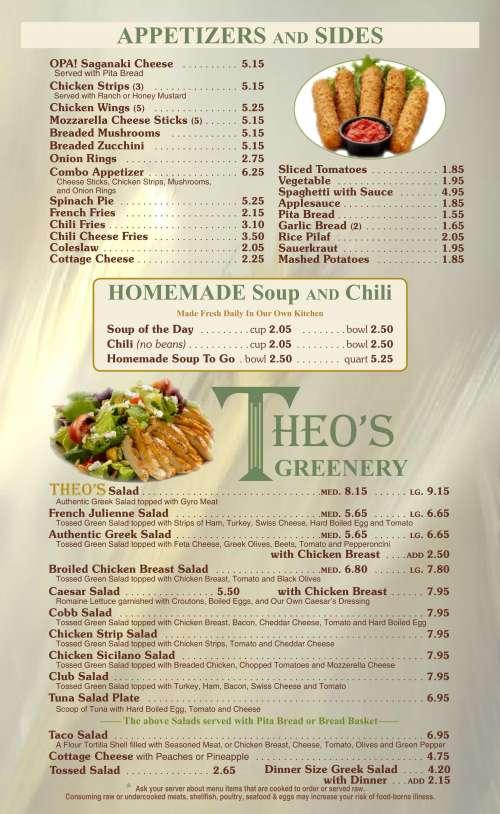 Theo's Family Restaurant menu in Warren, Michigan, USA