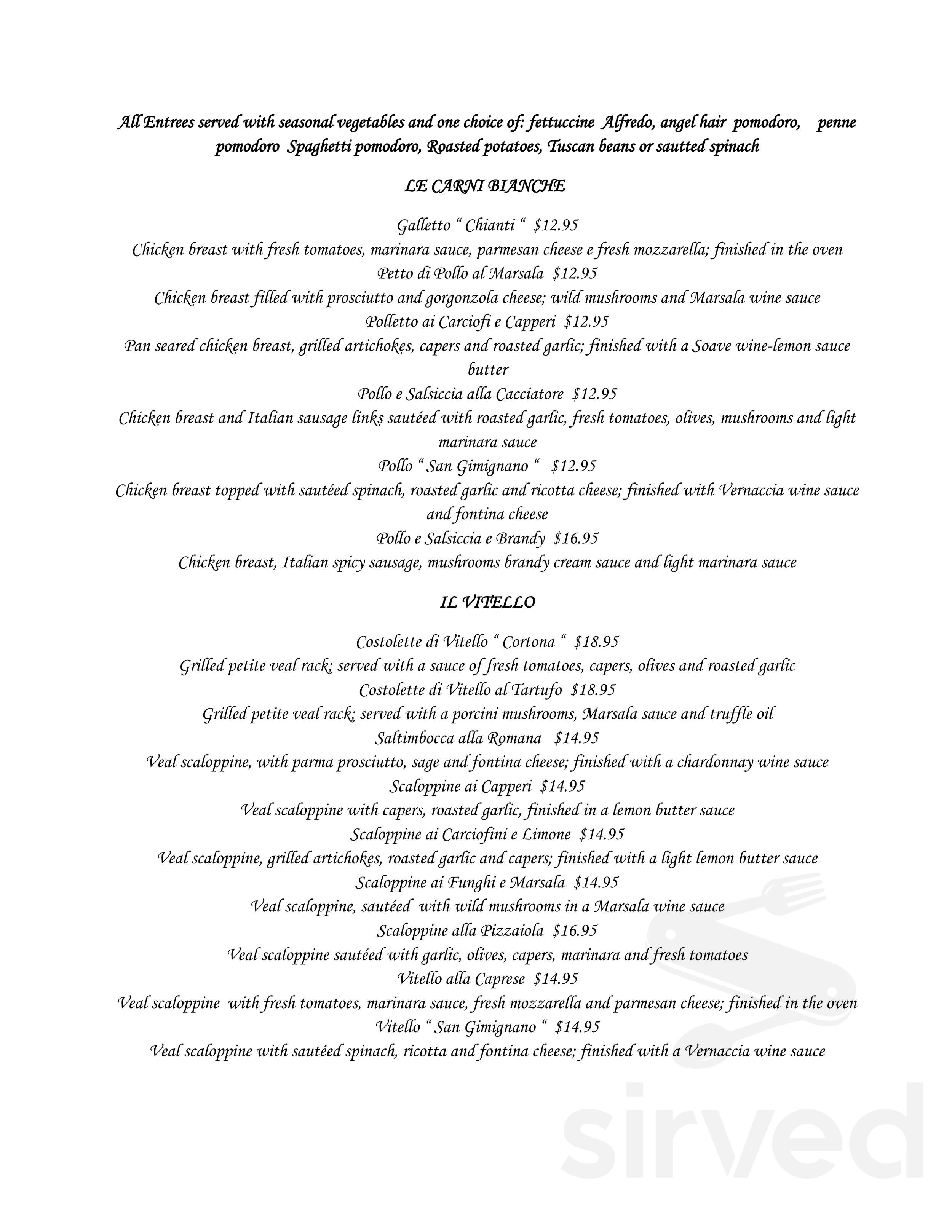 Menu for Chianti Ristorante Italiano in Greenwood Village, CO | Sirved