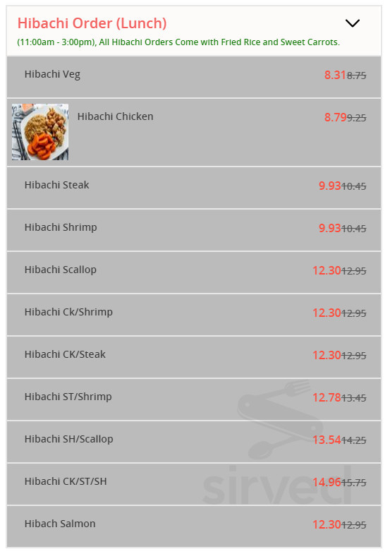 Menu - Jackson MS's Tokyo Express | Sirved