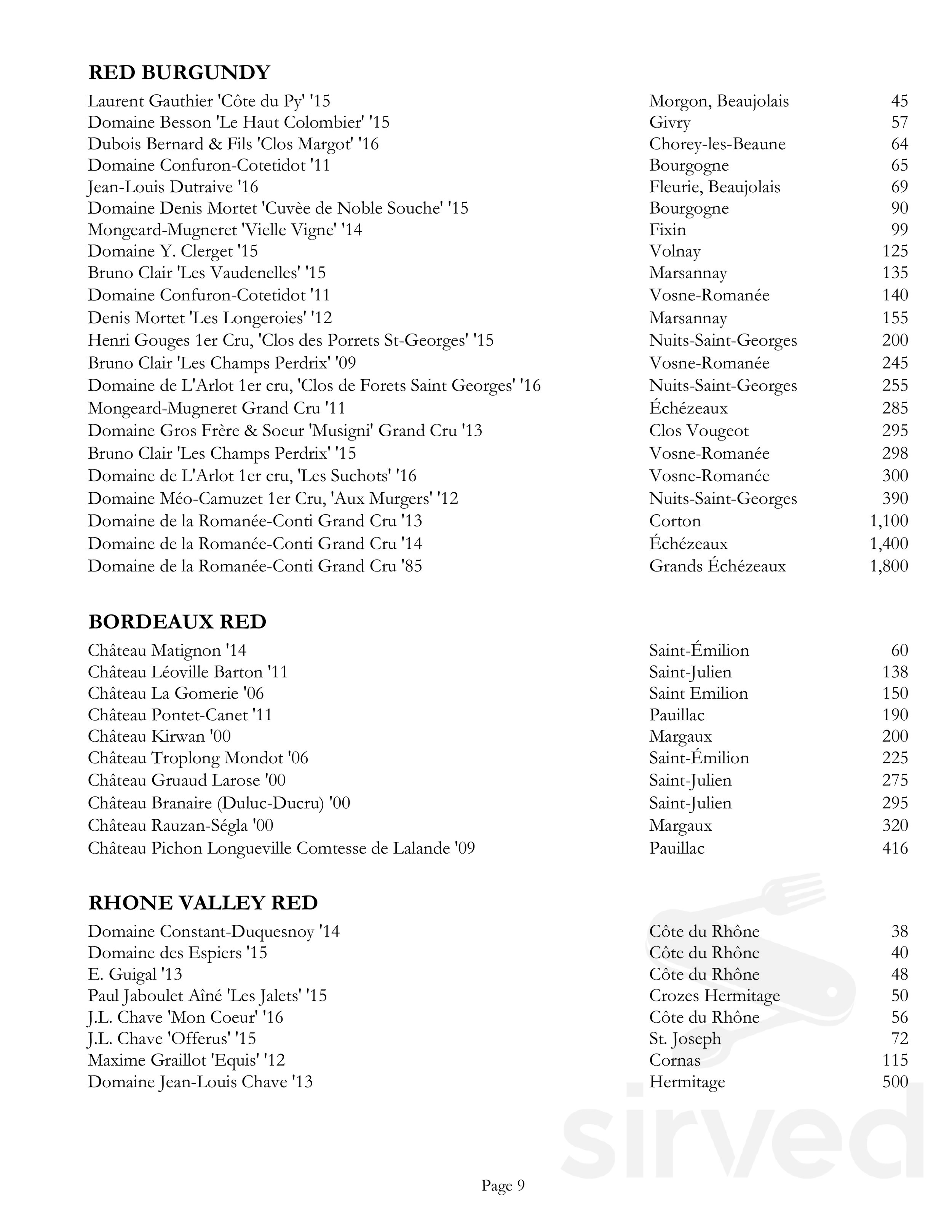 Intermezzo by Wine Cask menu in Santa Barbara, California, USA