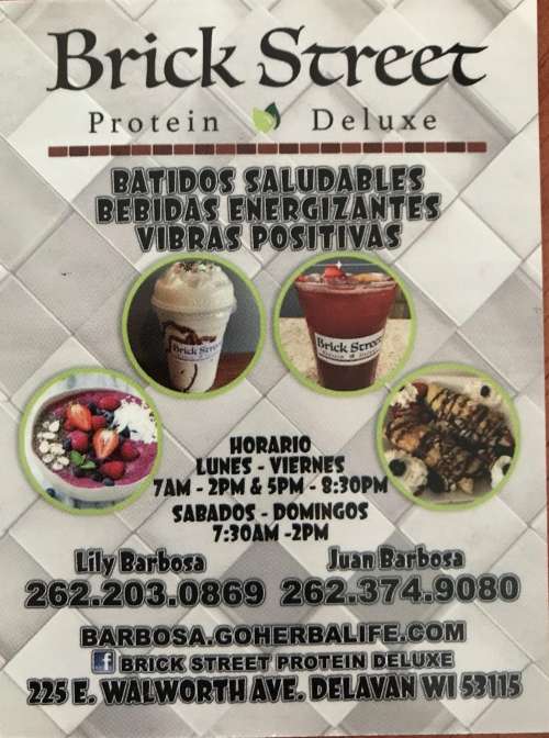 Brick Street Protein Deluxe menu in Delavan, Wisconsin, USA