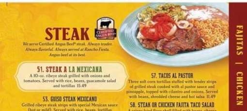 Menu for RANCHO FIESTA in Mansfield, OH | Sirved