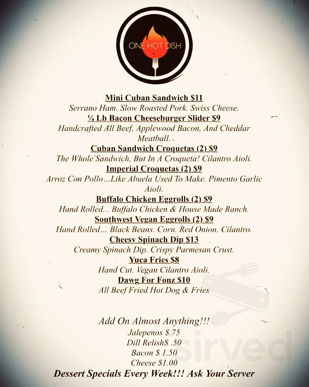 Menu for Bar Nancy in Miami, Florida, United States