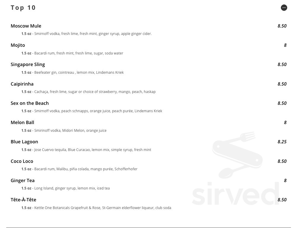 Water Tower Grill & Bar menu in Lethbridge, Alberta, Canada