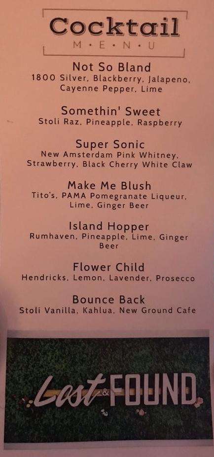 Lost & Found menu in Charlotte, North Carolina, USA