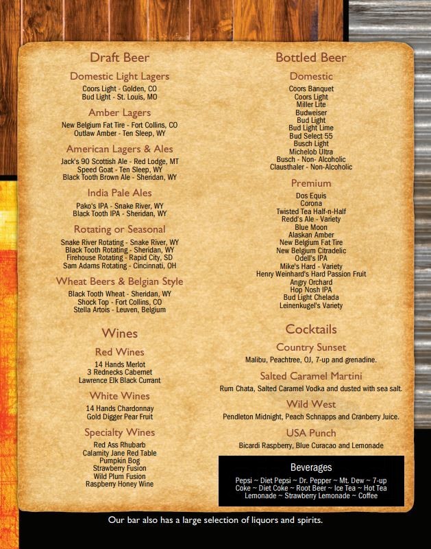 Menu - Sundance WY's Longhorn Saloon & Grill | Sirved