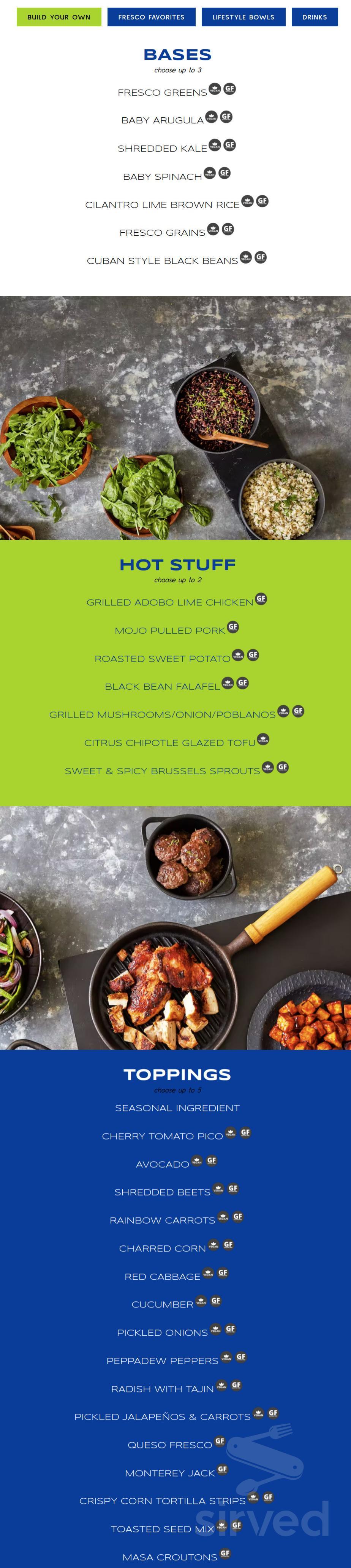 Fresco menu in San Marcos, Texas, USA