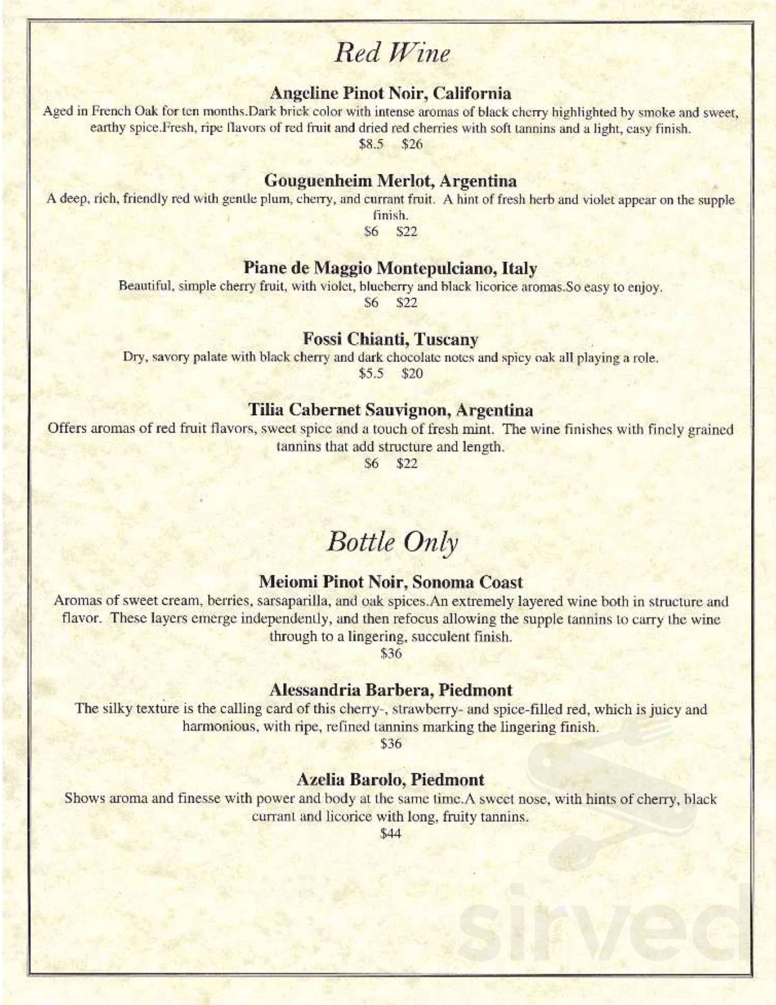 Andrea's Italian Restaurant menu in Tabb, Virginia, USA
