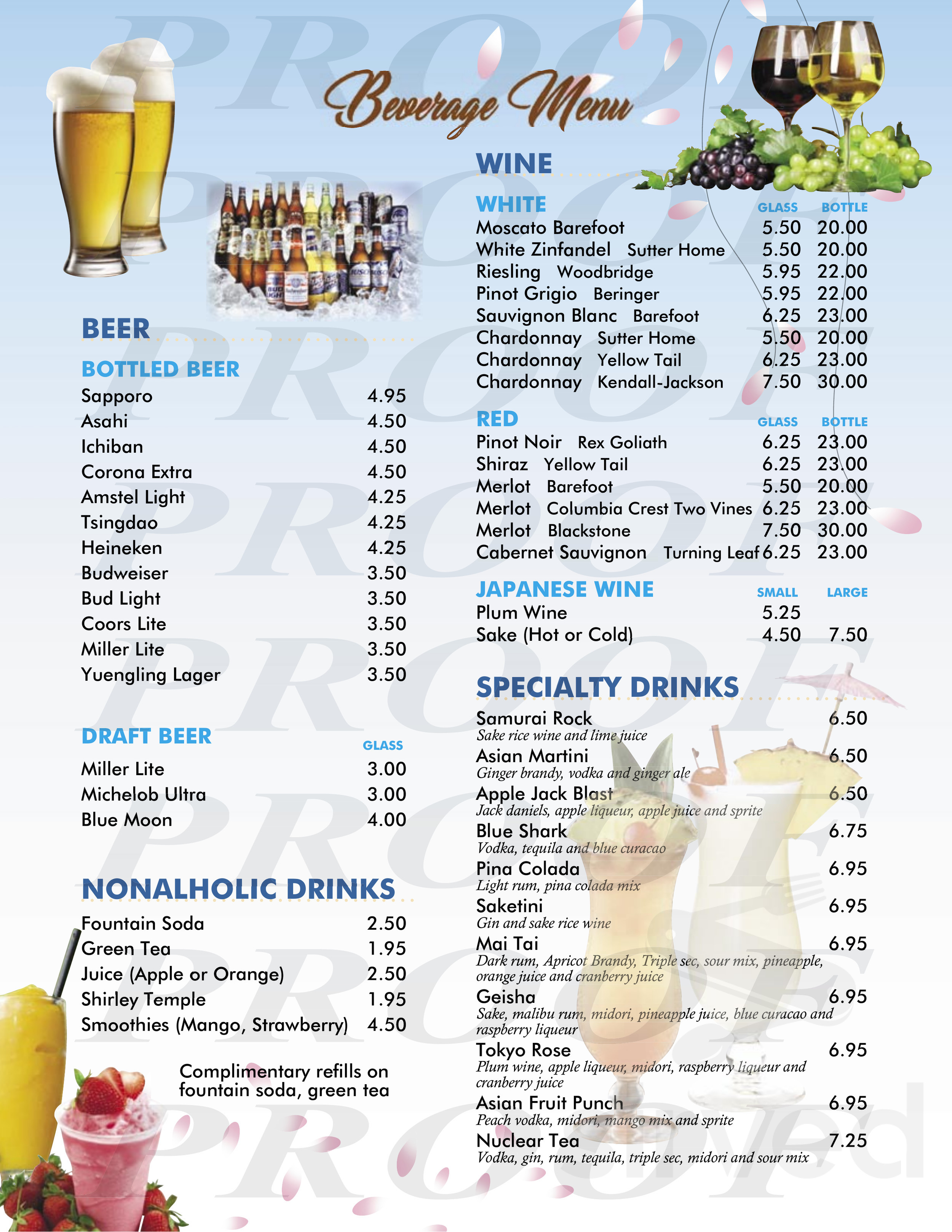 Fujihana menus in York, Pennsylvania, United States