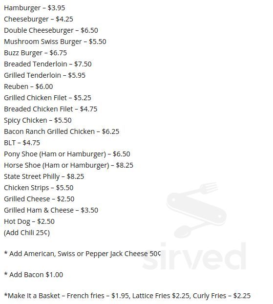 State Street Bar & Grill menu in Quincy, Illinois, USA